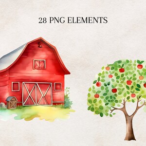 Watercolor Farm Animals Clipart Bundle, Cute Farm PNG, Baby Shower ...