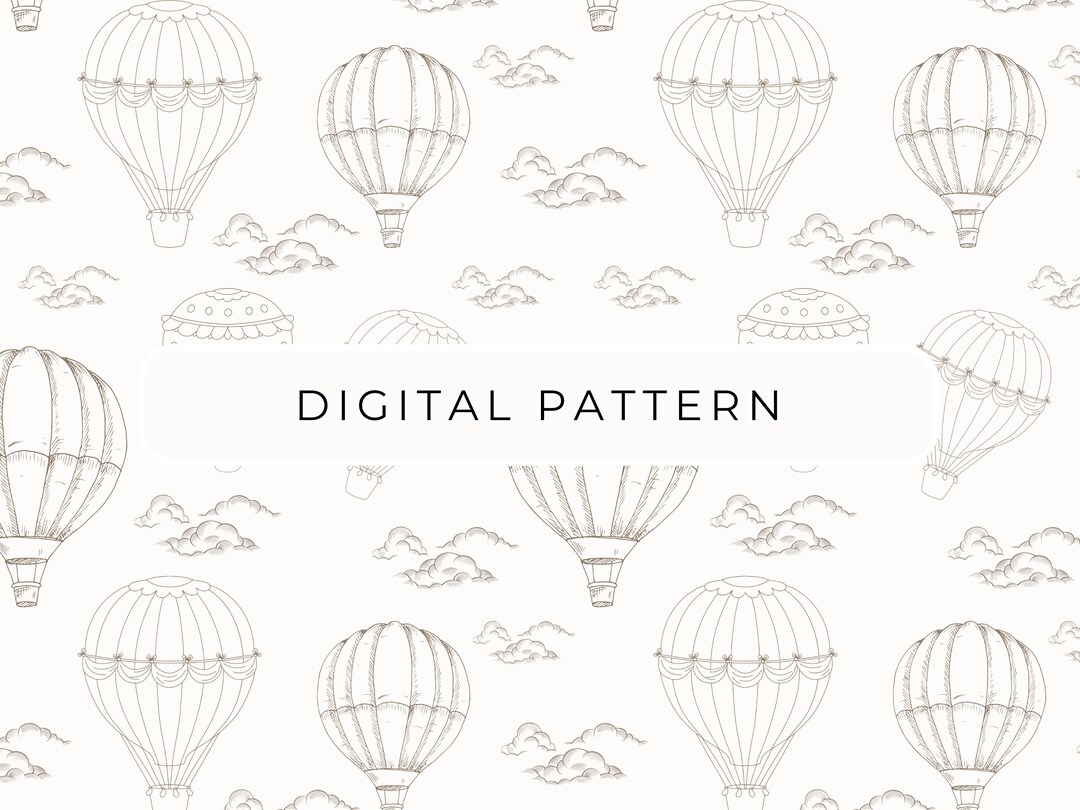 Hot Air Balloon Digital Papers Pattern, Air Balloon Seamless Patterns ...
