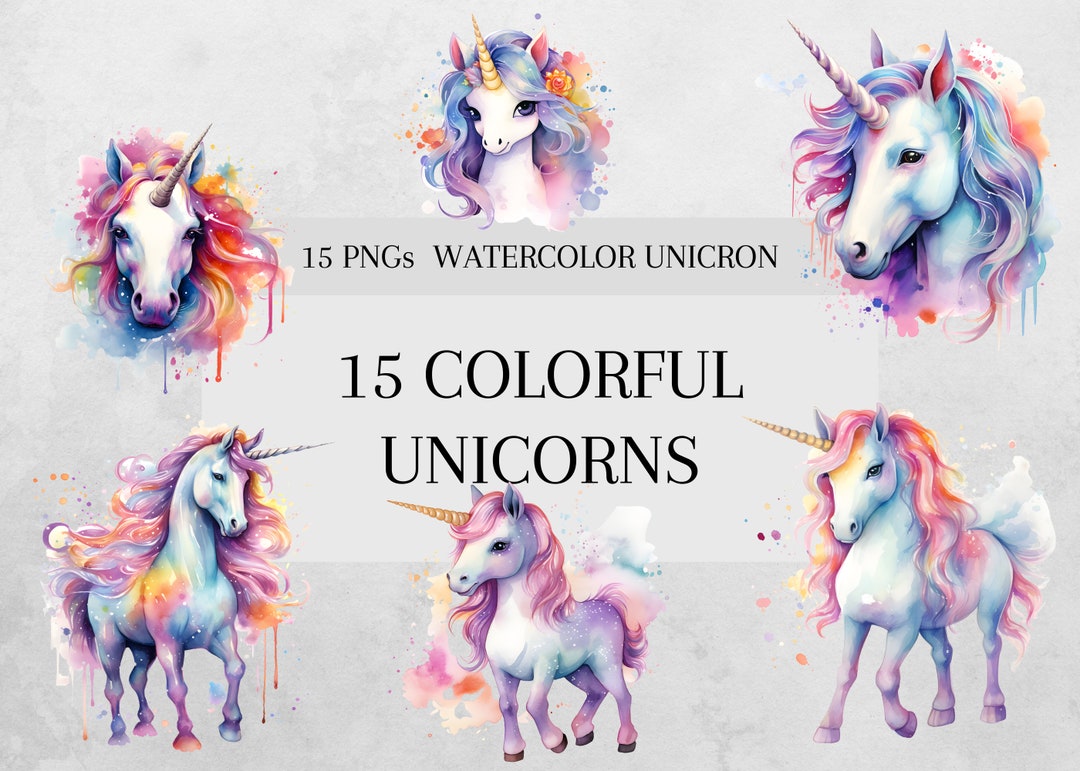 Watercolor Unicorn Clip Art Clipart Bundle, Baby Shower Clipart ...