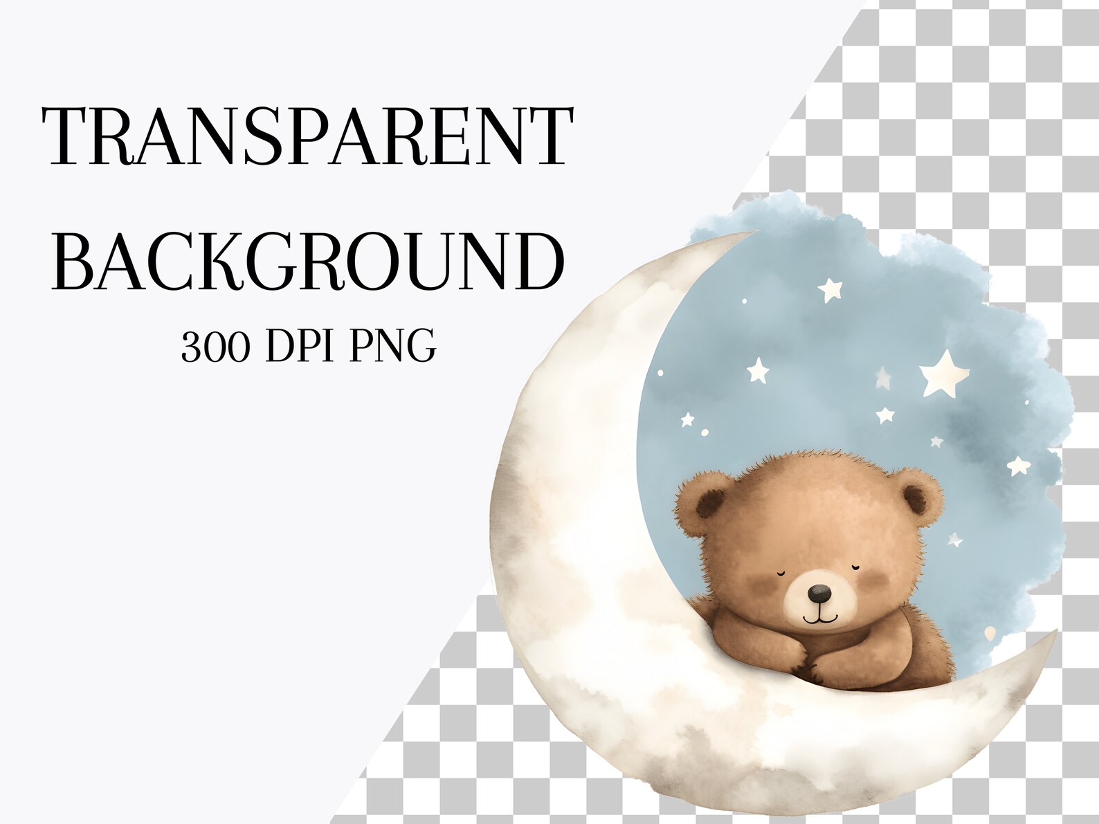 Watercolor Blue Teddy Bear Clipart Bundle, Sleepy Cute Boy Bear Baby ...