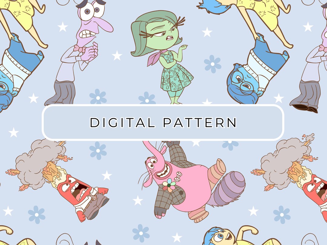 Inside Out Digital Paper Pattern, Emotions Seamless Patterns Digital ...