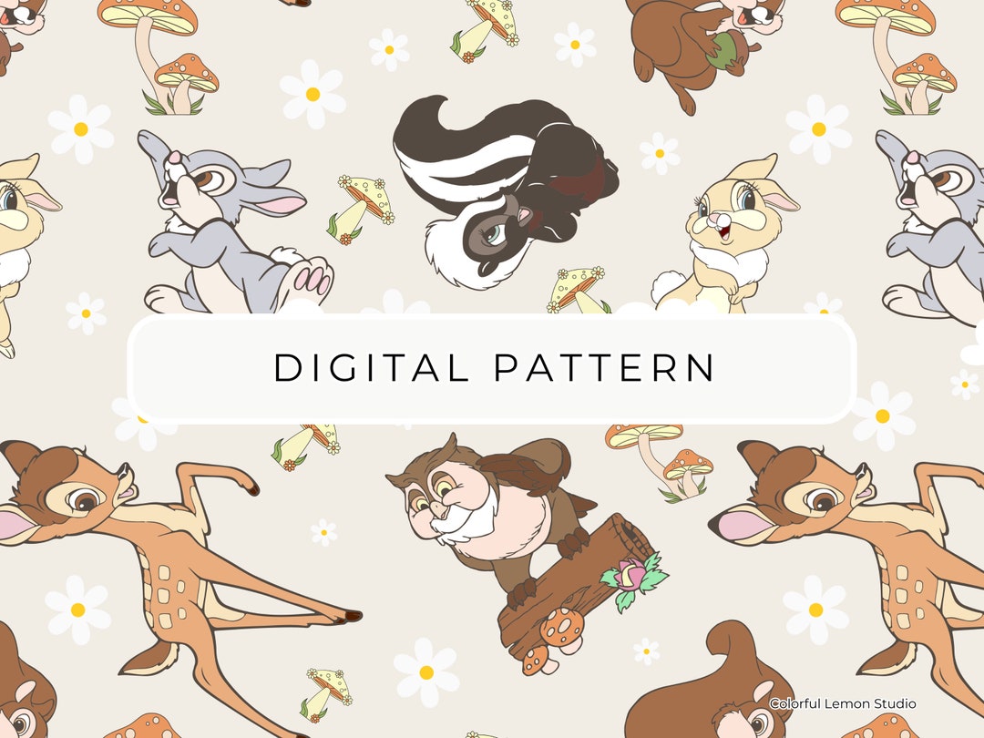 Bambi Digital Paper Pattern, Bambi Seamless Pattern, Digital Paper ...