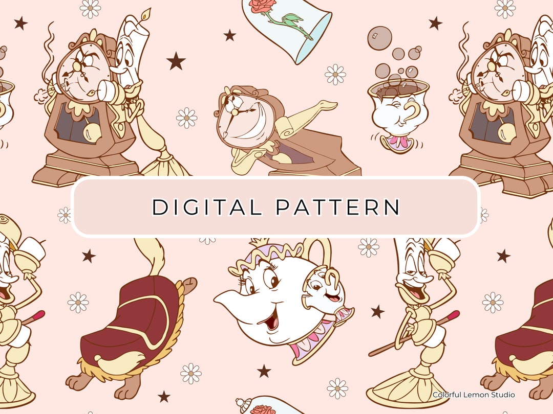 Princess Belle Digital Paper Pattern Theme, Beauty Belle Seamless File ...