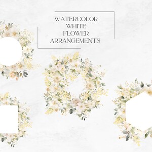 Watercolor White and Gold Floral Clipart PNG, Flower Arrangements ...