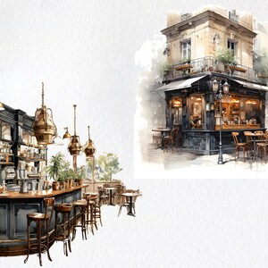 Watercolor Paris Coffee Shop Clipart PNG, Cute Paris Scenes PNG, Coffee ...