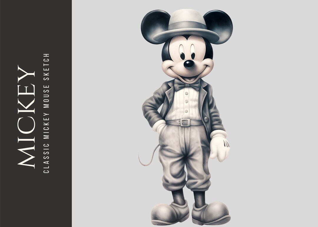 Classic Mickey Mouse Sketch PNG PDF JPG Clipart, Mickey Hand Draw ...