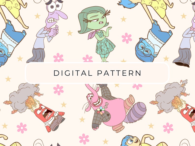 Inside Out Digital Paper Pattern, Emotions Seamless Patterns Digital ...