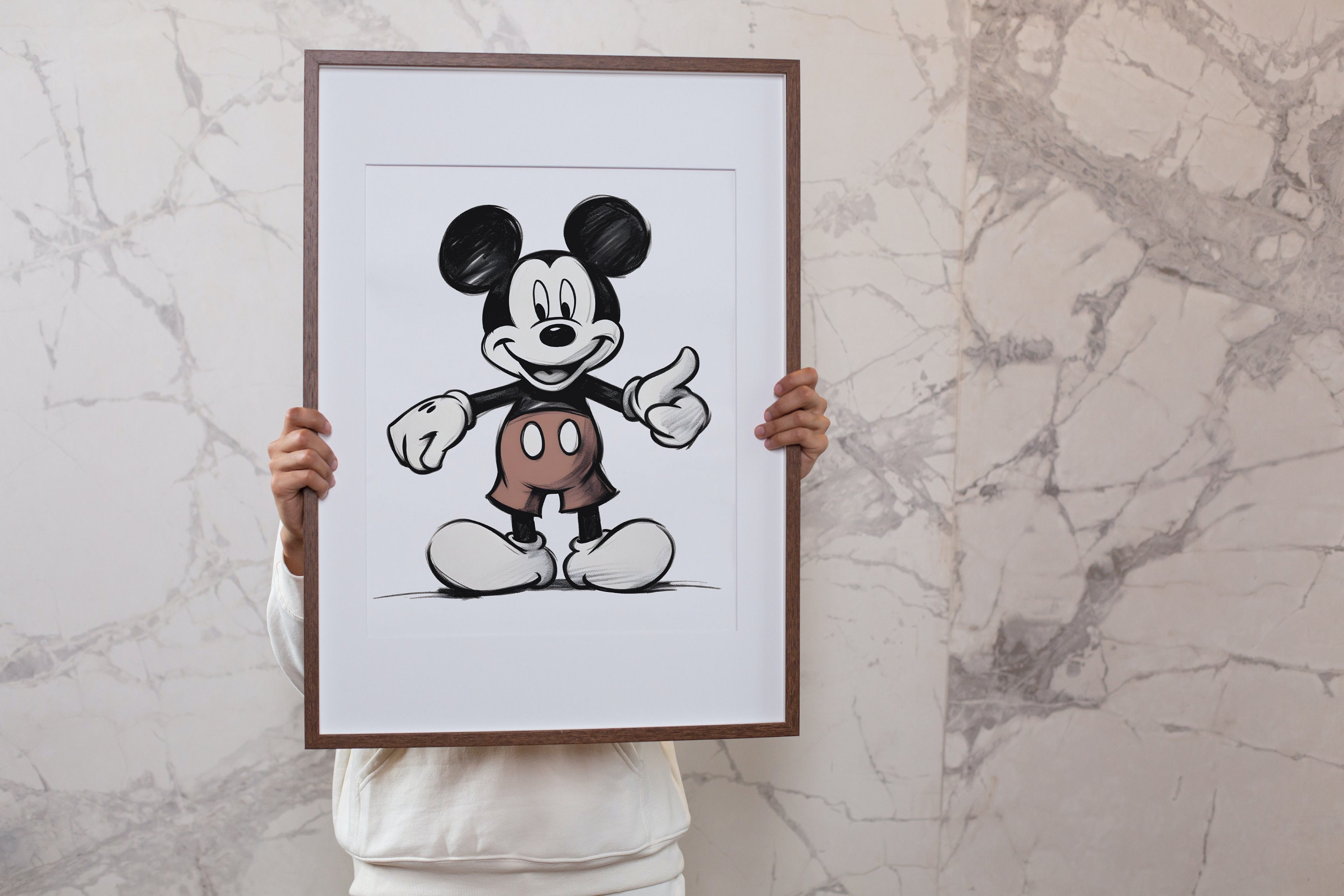 Classic Mickey Mouse Sketch PNG PDF JPG Clipart, Mickey Hand Draw ...