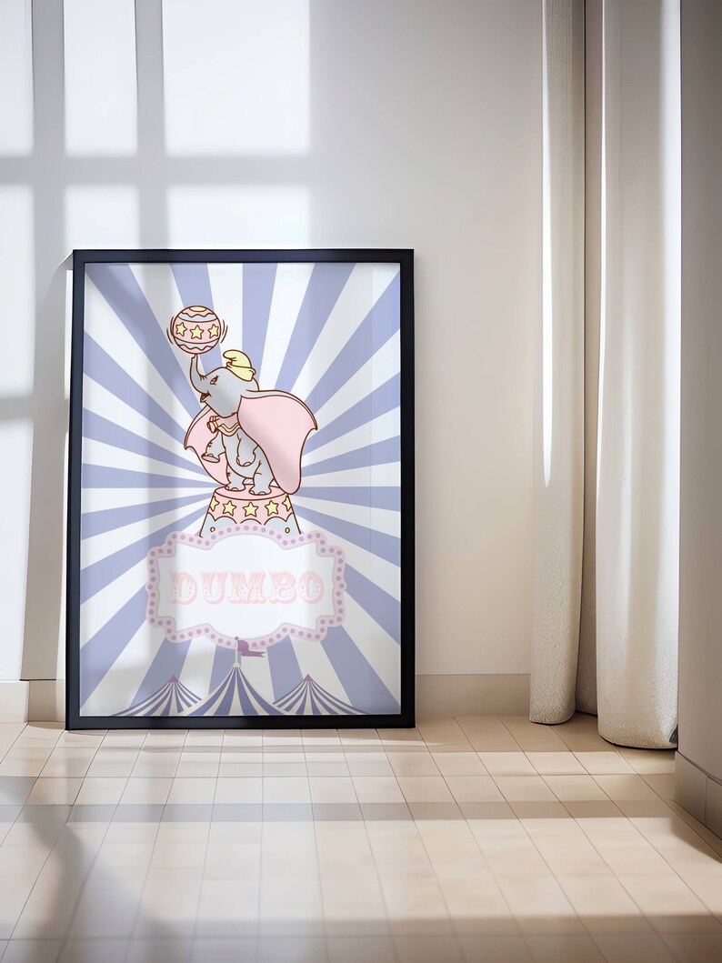 Printable Dumbo Poster, Wall Art Elephant, Nursery Wall Art, Hand Drawn ...