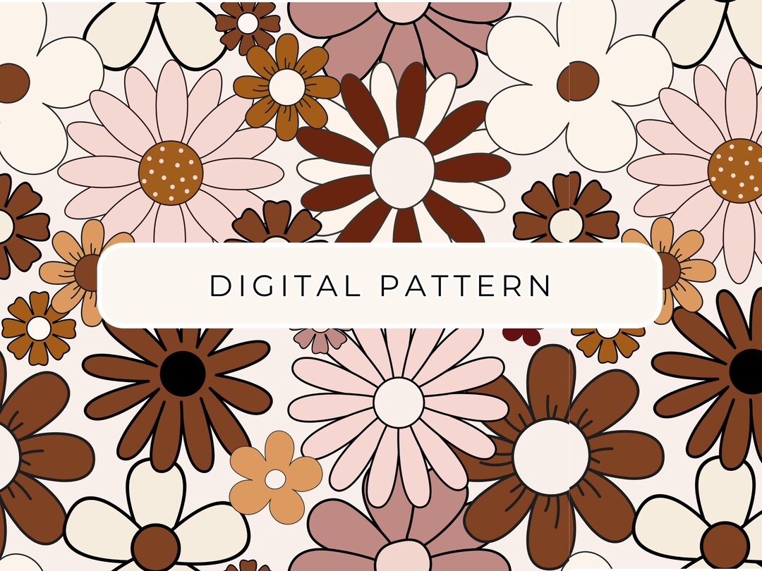 Fall Boho Daisy Flower Digital Paper Pattern, Flower Seamless Patterns ...