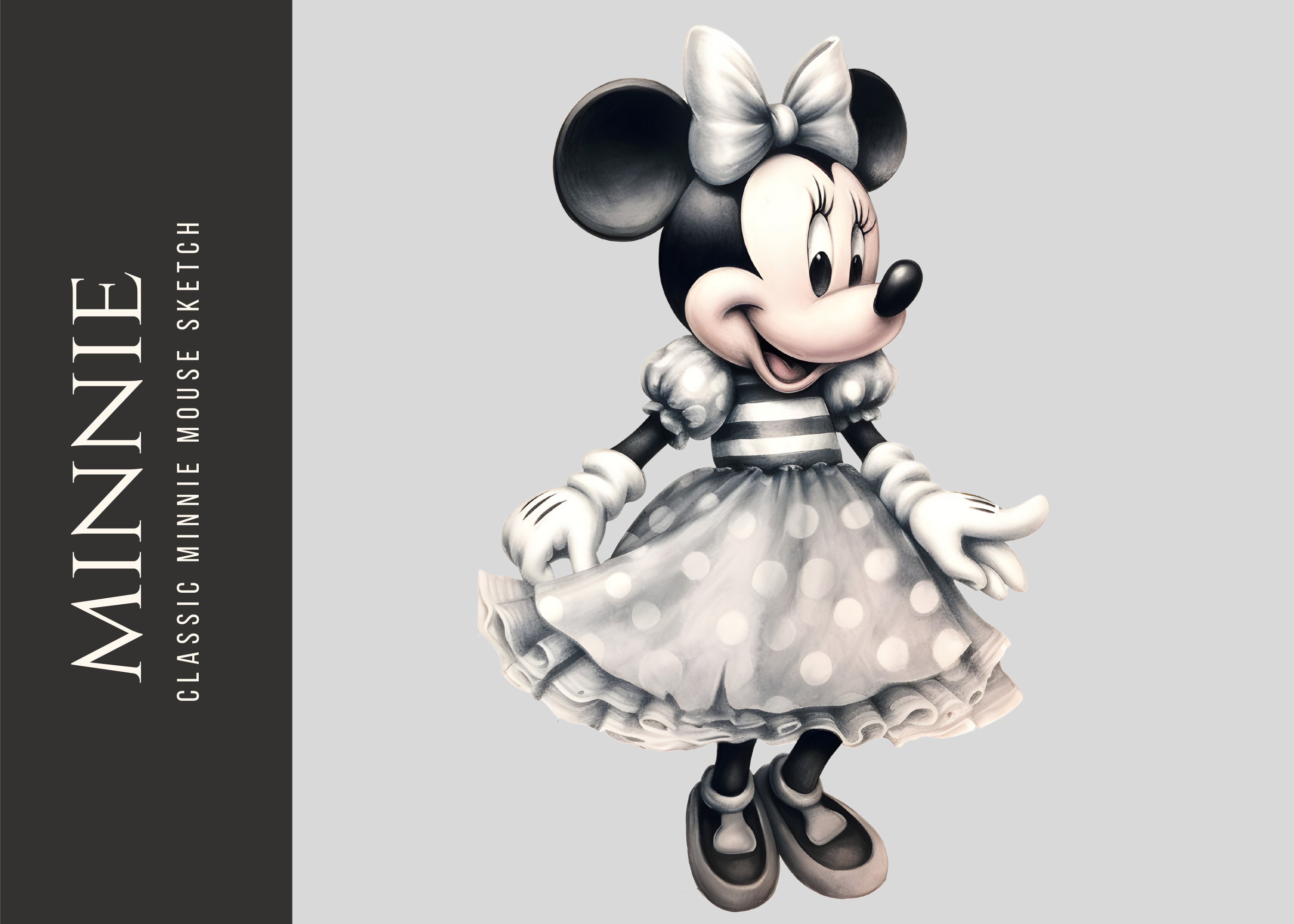 Classic Minnie Mouse Sketch PNG PDF JPG Clipart, Minnie Hand Draw ...