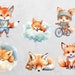 Watercolor Cute Fox Clipart Bundle, Cute Fox PNG, Foxes Woodland Animal ...