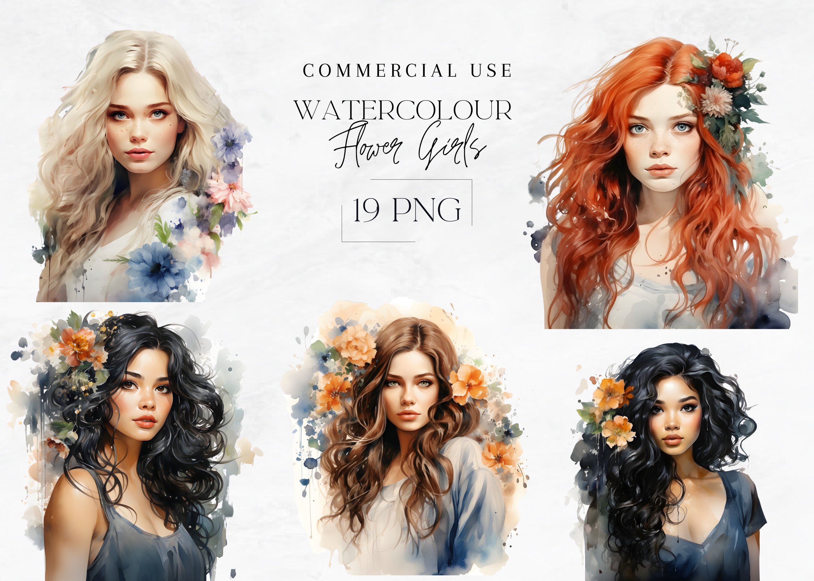 Watercolor Beautiful Woman Portrait Clipart PNG, Women Clipart, Woman ...