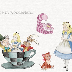 Watercolor Alice in Wonderland PNG Clipart Bundle, Watercolor Alice Mad ...