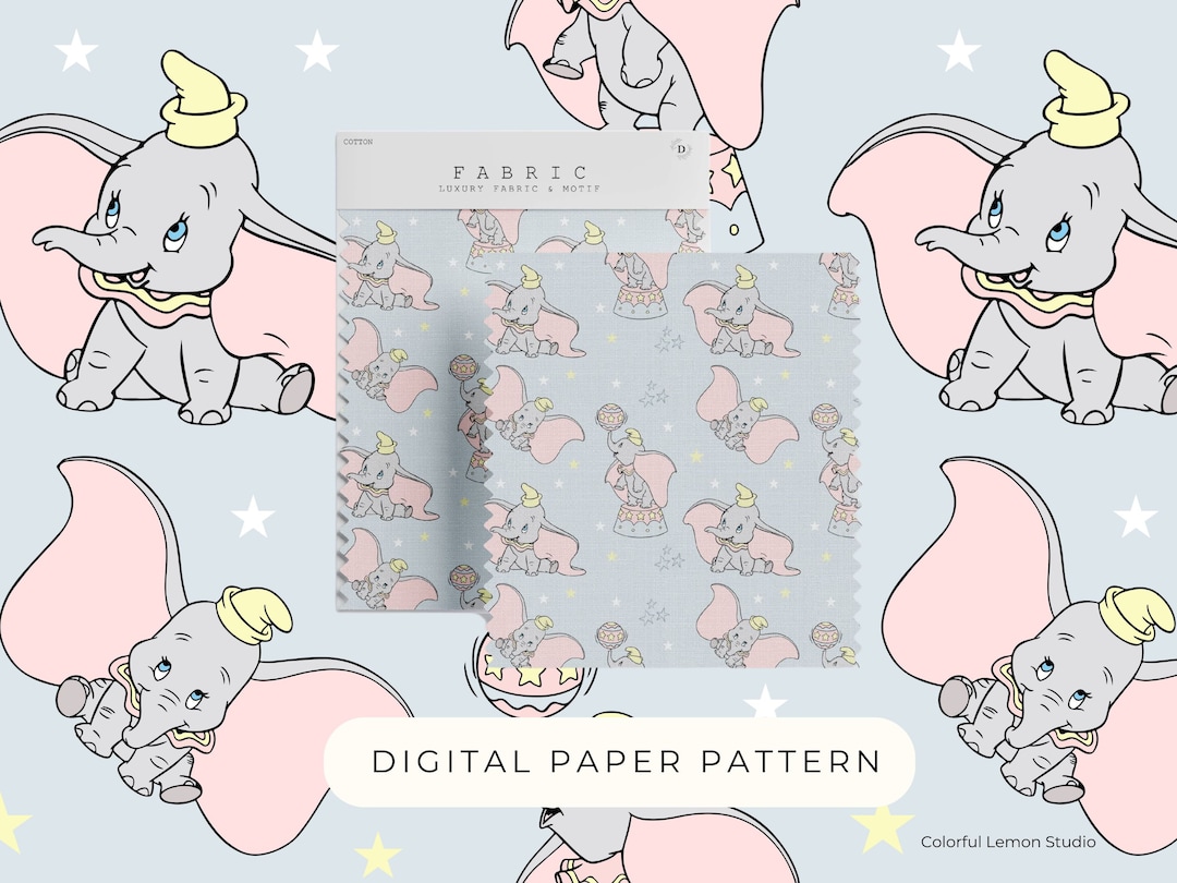 Dumbo Digital Paper Pattern Pink Mouse Theme, Cute Elephant Seamless ...