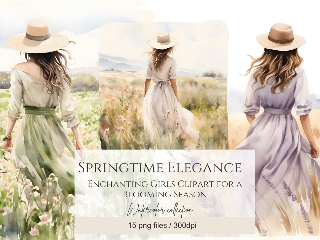 Spring Clipart PNG, Women Spring Flower Clip Art, Woman Portraits ...