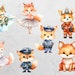 Watercolor Cute Fox Clipart Bundle, Cute Fox PNG, Foxes Woodland Animal ...