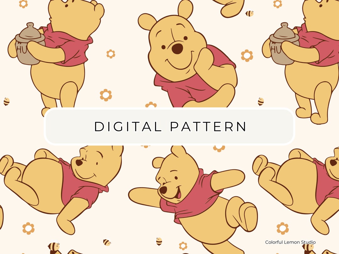Winnie the Pooh Digital Paper Pattern, Winnie Check Seamless Pattern ...