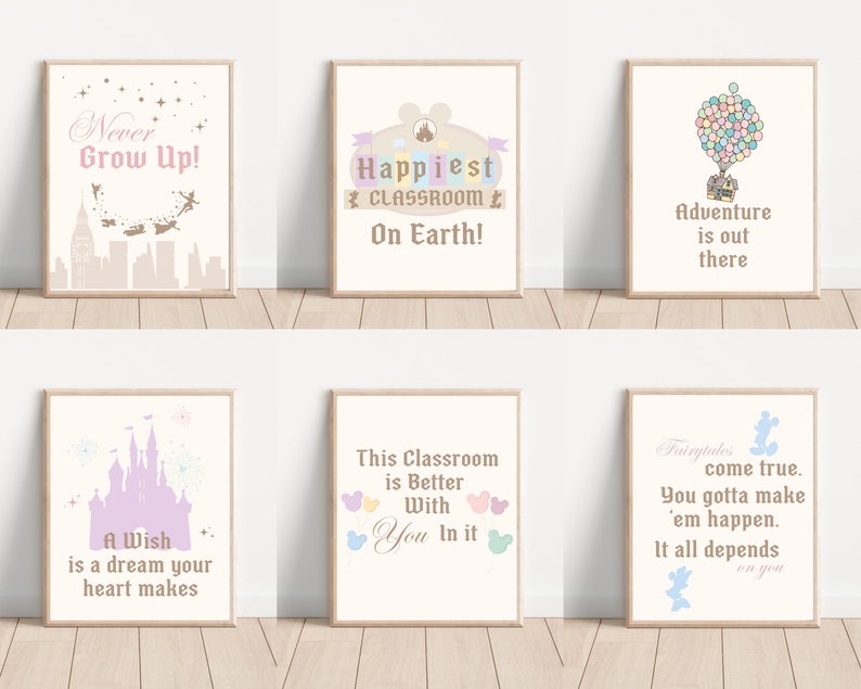 Disney Inspired Classroom Decor Posters, Kids Wall Art Set (digital ...