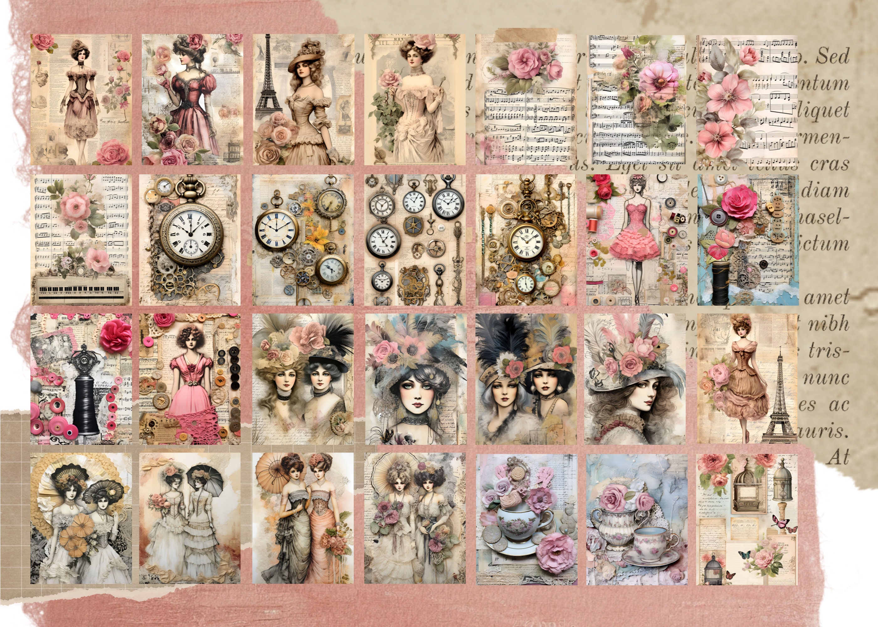 Victorian Vintage Journal Pages Printable, Floral Scrapbook Pages ...