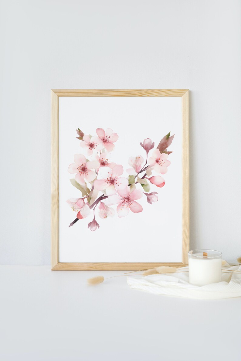 Watercolor Cherry Blossoms Clipart Floral Pink Wreaths - Etsy