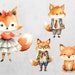 Watercolor Cute Fox Clipart Bundle, Cute Fox PNG, Foxes Woodland Animal ...