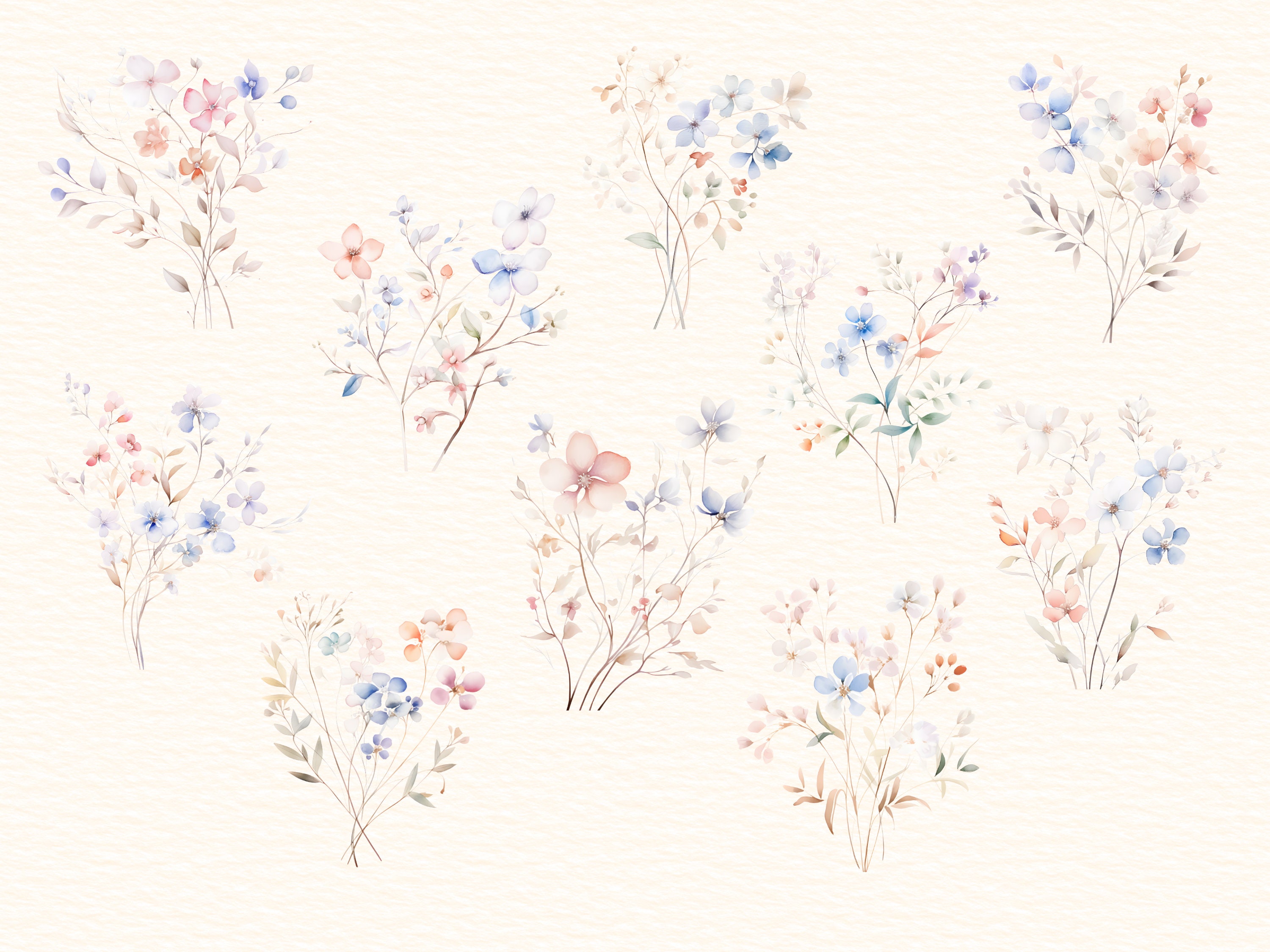 Watercolor Pastel Flower Bouquet Clipart PNG, Floral Borders, Meadow ...