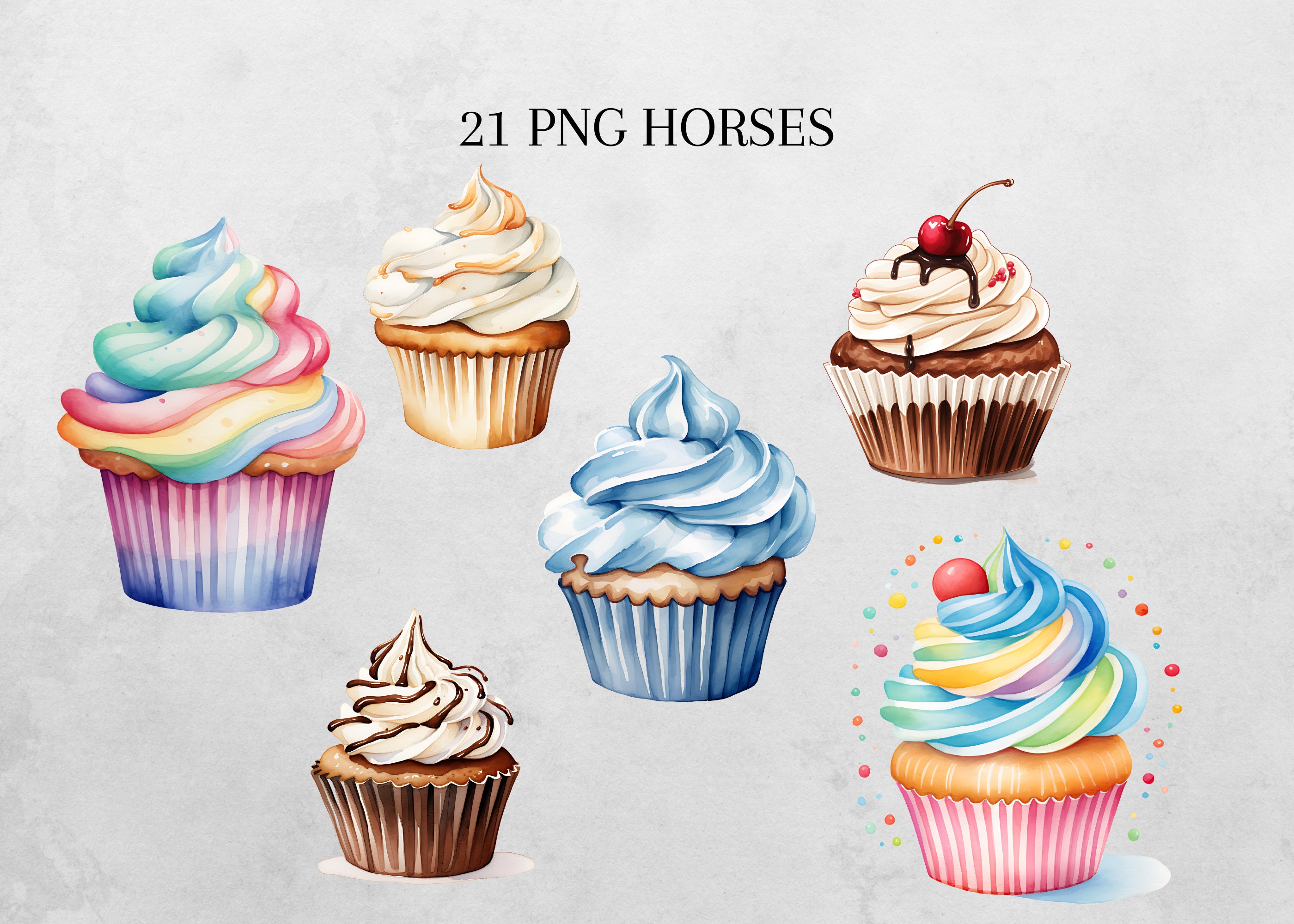 Watercolor Cupcake Clipart, Digital Art, Baking Clipart, Dessert ...
