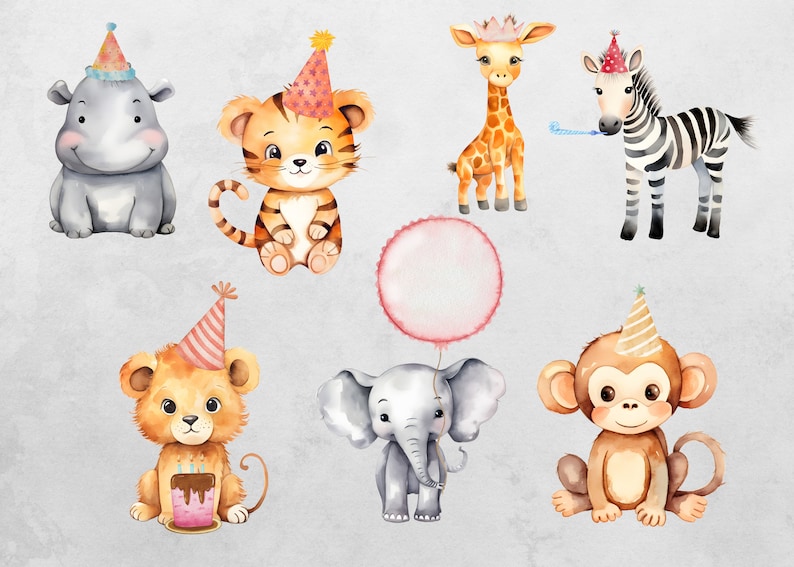Watercolor Safari Animals Clipart Bundle, Baby Shower Clipart, Nursery ...