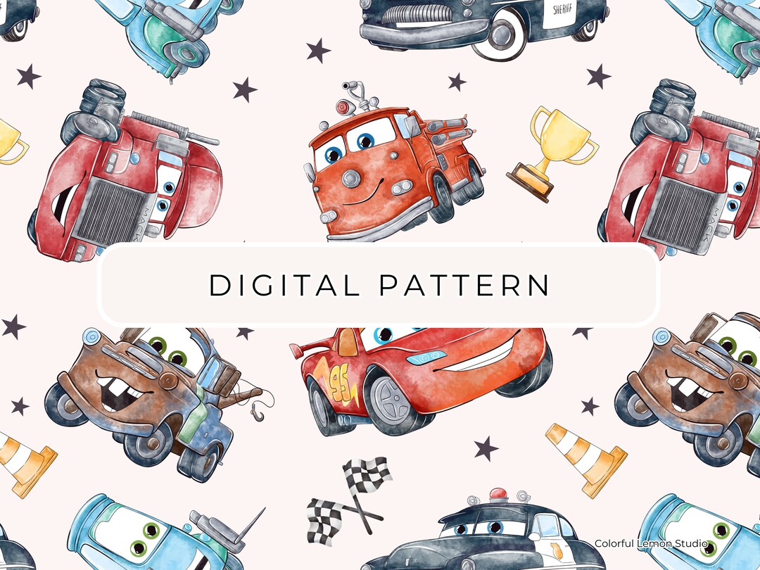 Cars Digital Paper Pattern Theme, Cars Seamless Patterns Digital Paper ...