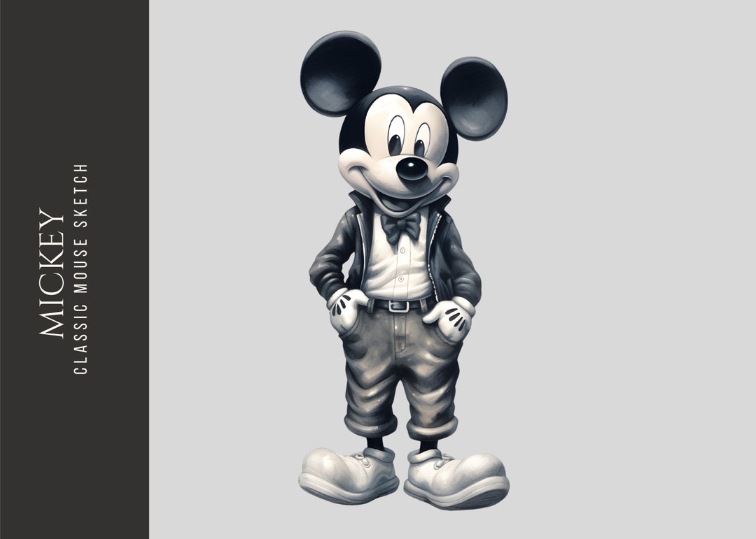 Classic Mickey Mouse Sketch PNG PDF JPG Clipart, Mickey Hand Draw ...