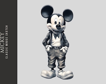 Classic Mickey Mouse Sketch PNG PDF JPG Clipart, Mickey Hand Draw ...