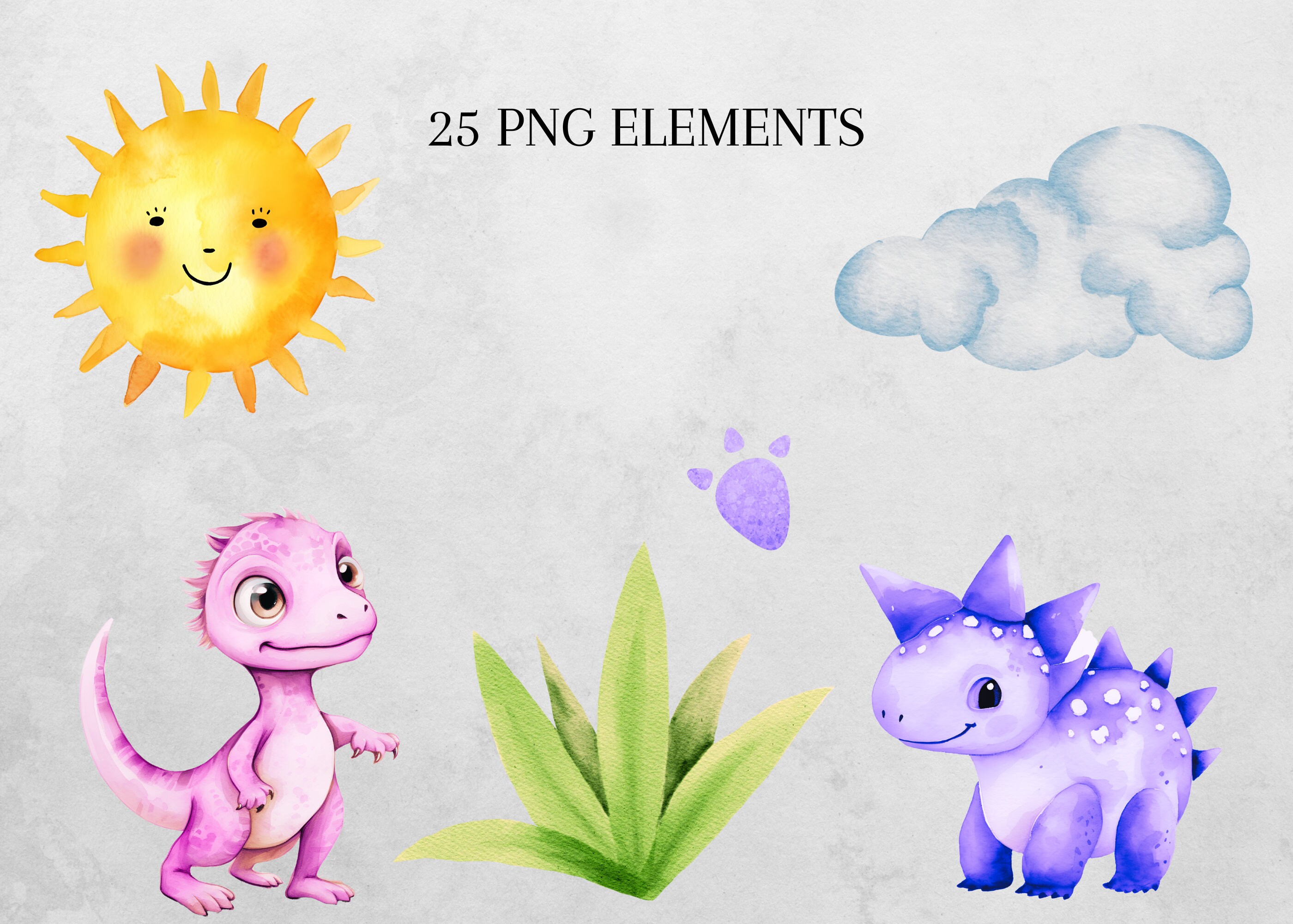 Watercolor Dinosaurs Clipart Bundle Cute Dinosaurs PNG Baby - Etsy