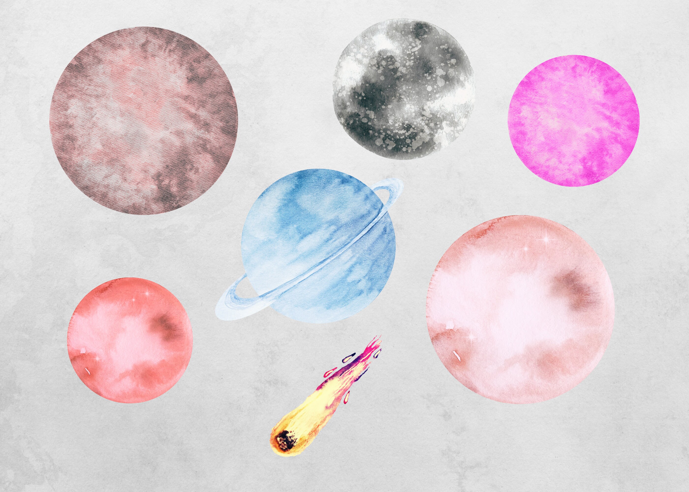 Watercolor Space Clipart Bundle, Cute Astronaut PNG, Planets Clipart ...