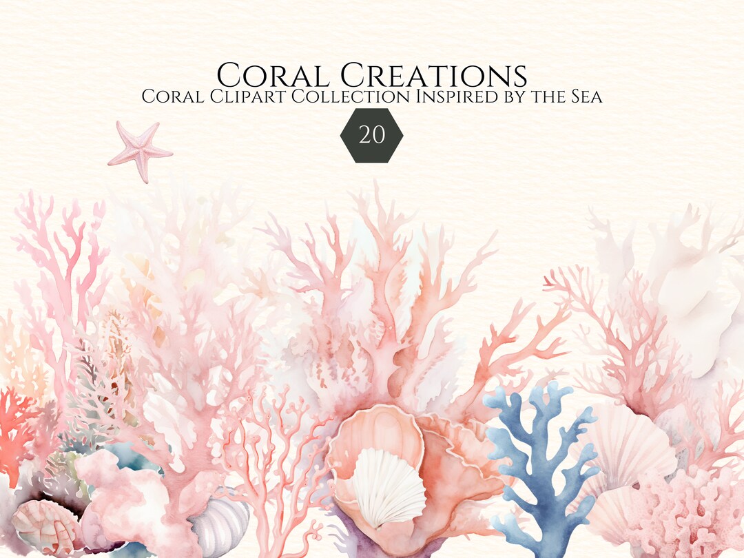 Watercolor Under the Sea Coral Sea Clip Art Bundle, Sea Coral Starfish ...