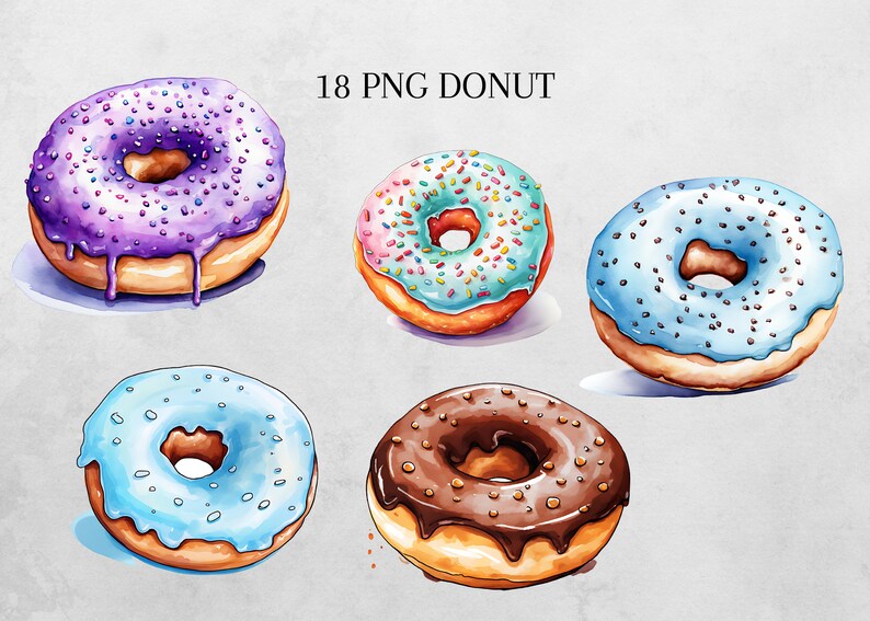 Watercolor Donut Clipart PNG, Sweet Bakery Food Clipart, Donut Birthday ...