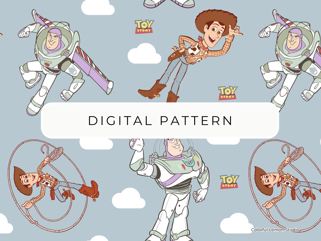Toys Digital Paper Pattern, Woody and Buzz Seamless Patterns, Digital ...
