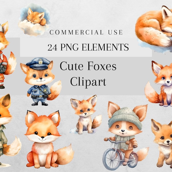 Watercolor Fox - Etsy