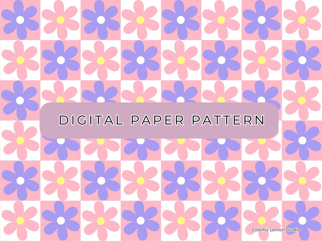 Groovy Spring Summer Daisy Digital Paper Pattern, Flower Seamless ...