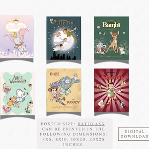 Printable Vintage Disney Characters Poster Wall Art, Nursery Wall Art ...