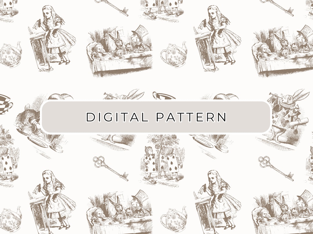 Alice Vintage Digital Paper Pattern, Kids Nursery Seamless Pattern ...