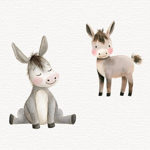 Watercolor Farm Animals Clipart Bundle, Cute Farm PNG, Baby Shower ...