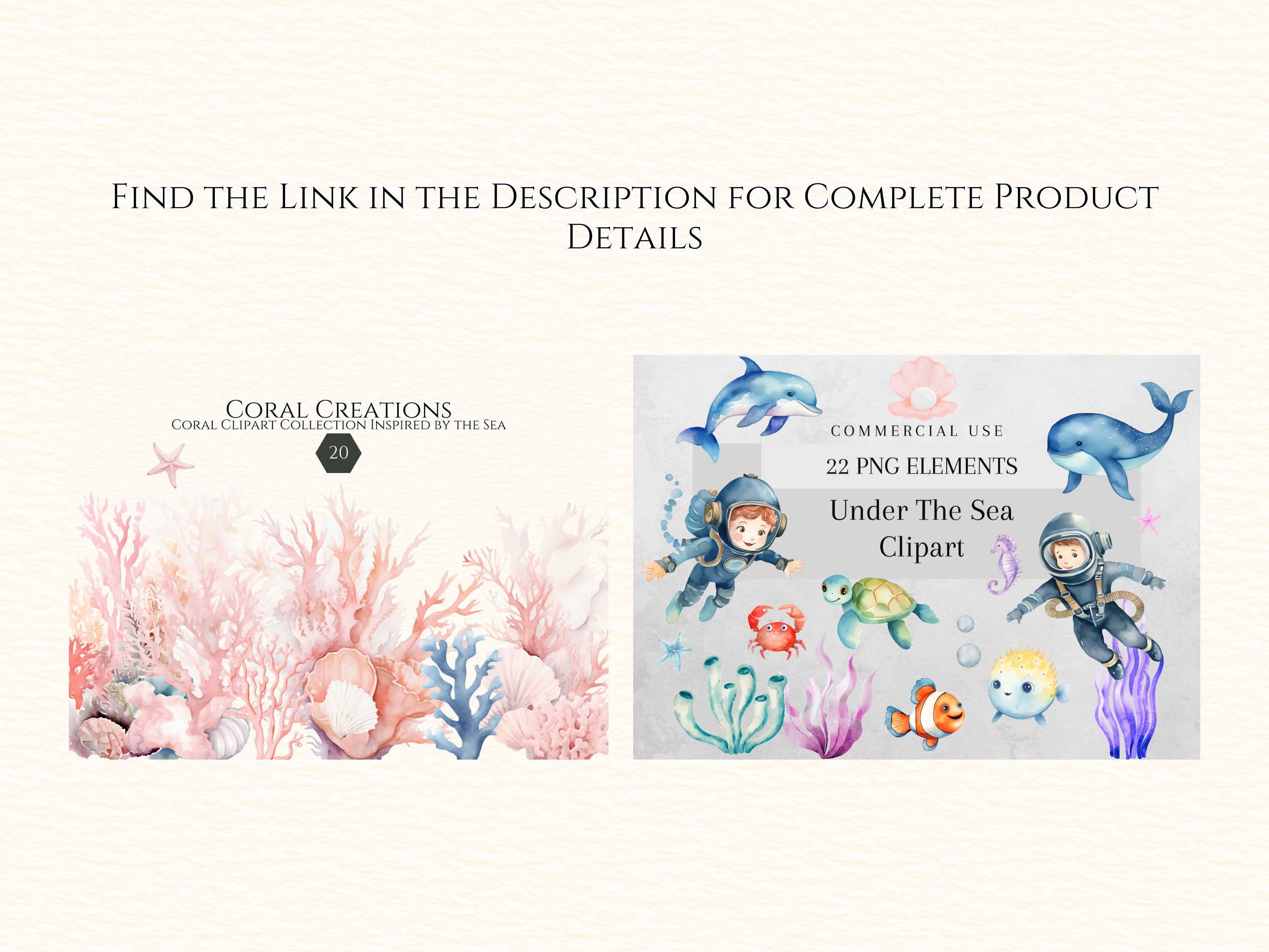 Mermaid Clipart Under the Sea Animals Watercolor Clip Art, Sea Animals ...