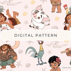 Moana Digital Paper Pattern Theme, Moana Seamless Patterns Digital ...