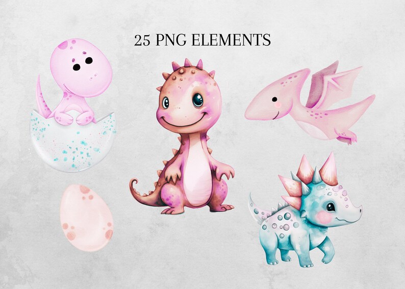 Watercolor Dinosaurs Clipart Bundle Cute Dinosaurs PNG Baby - Etsy