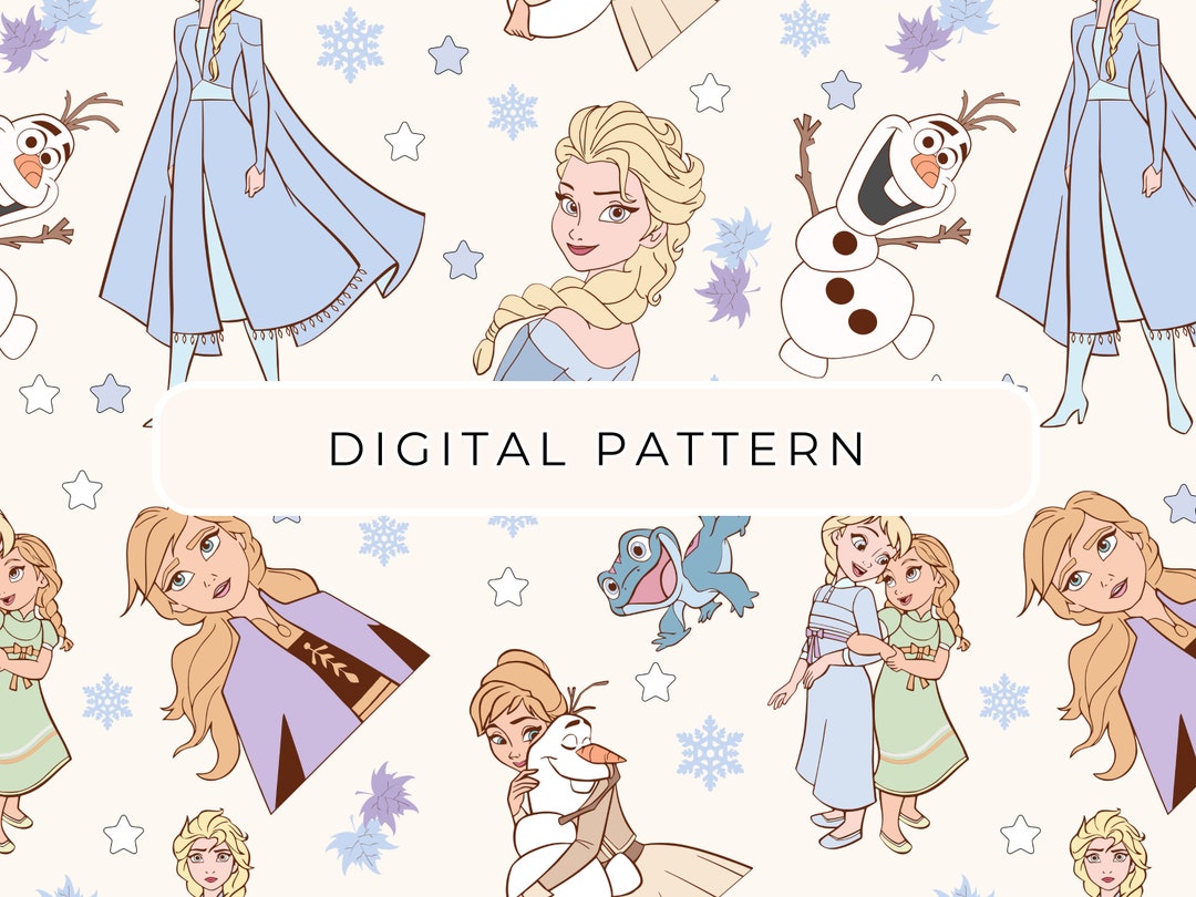 Princess Digital Paper Pattern Pink Frozen Theme, Seamless Patterns ...