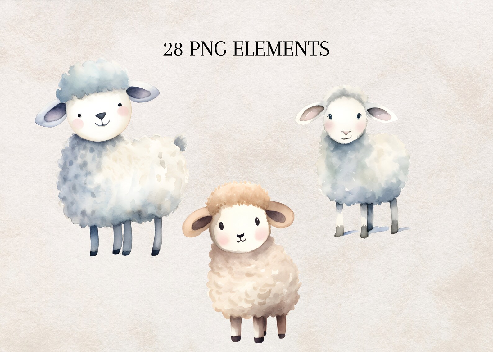 Watercolor Farm Animals Clipart Bundle, Cute Farm PNG, Baby Shower ...