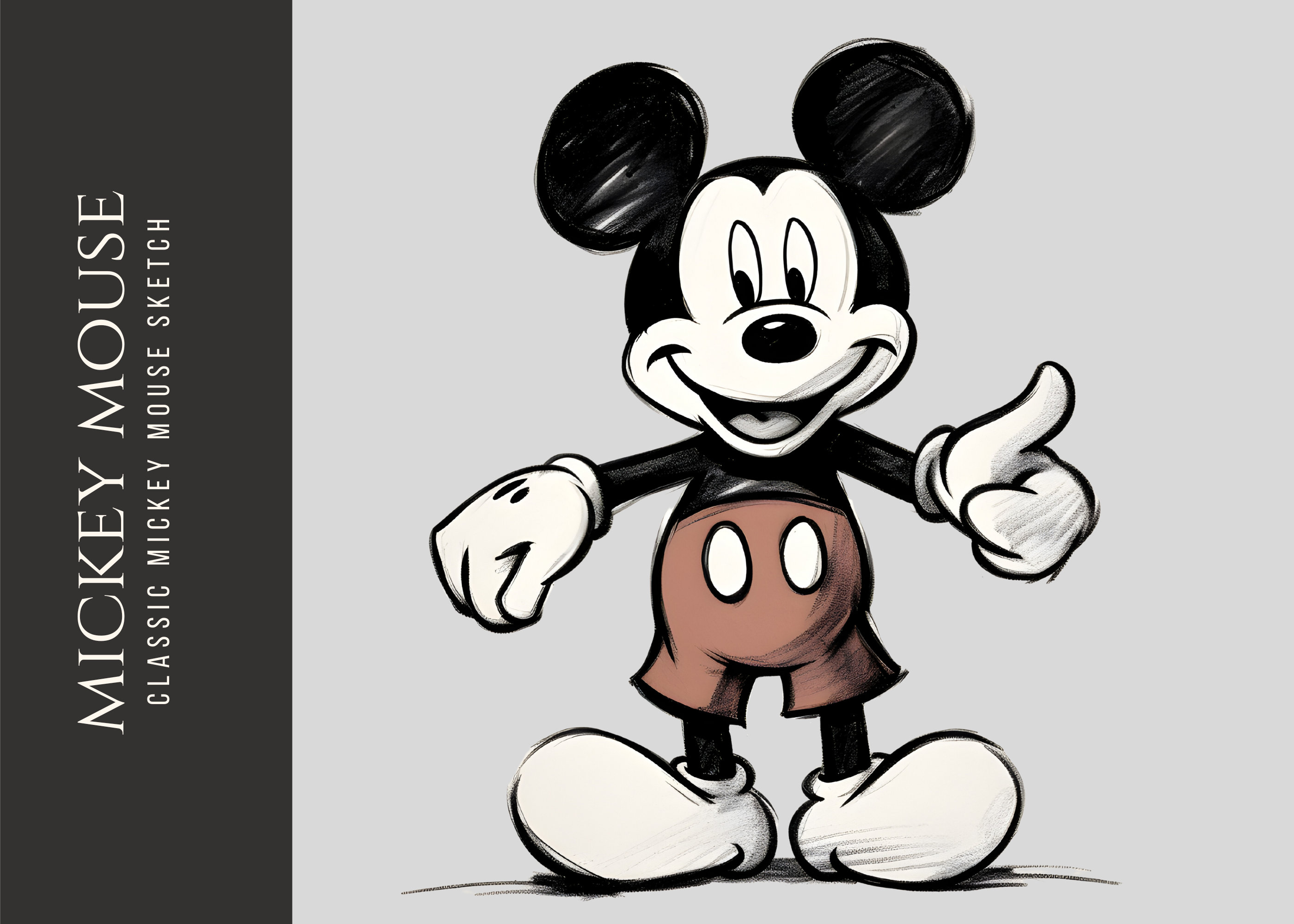 Classic Mickey Mouse Sketch PNG PDF JPG Clipart, Mickey Hand Draw ...