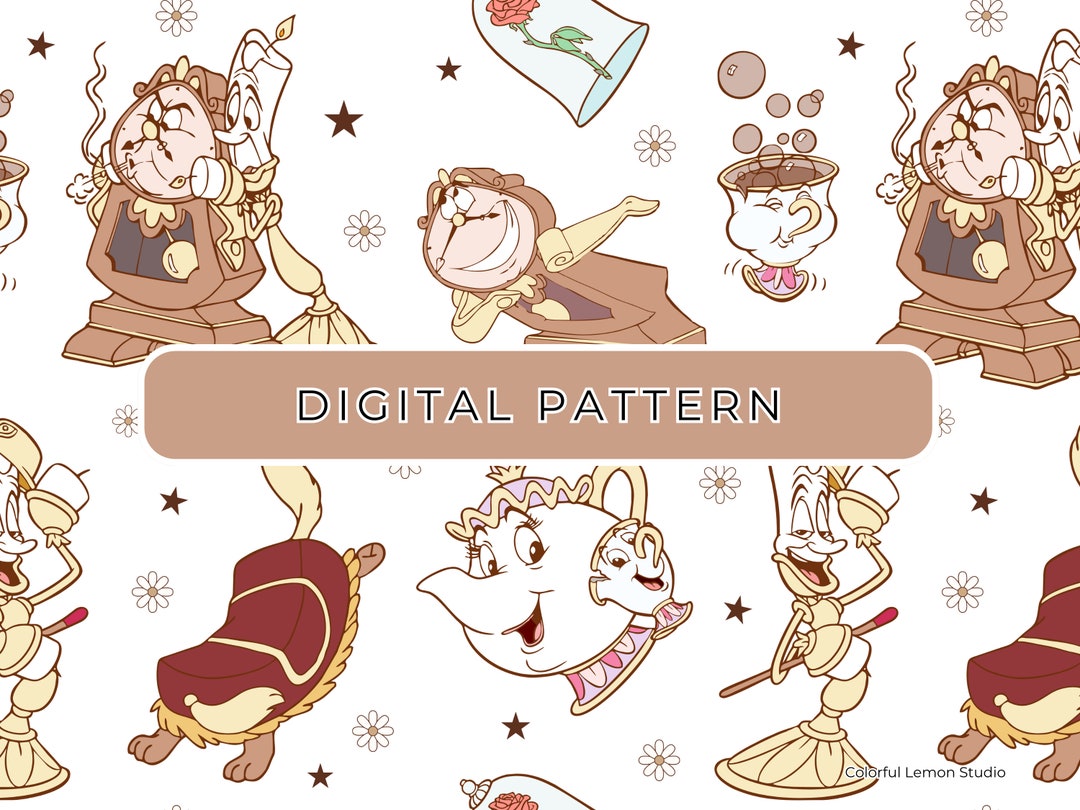 Princess Belle Digital Paper Pattern Theme, Beauty Belle Seamless File ...