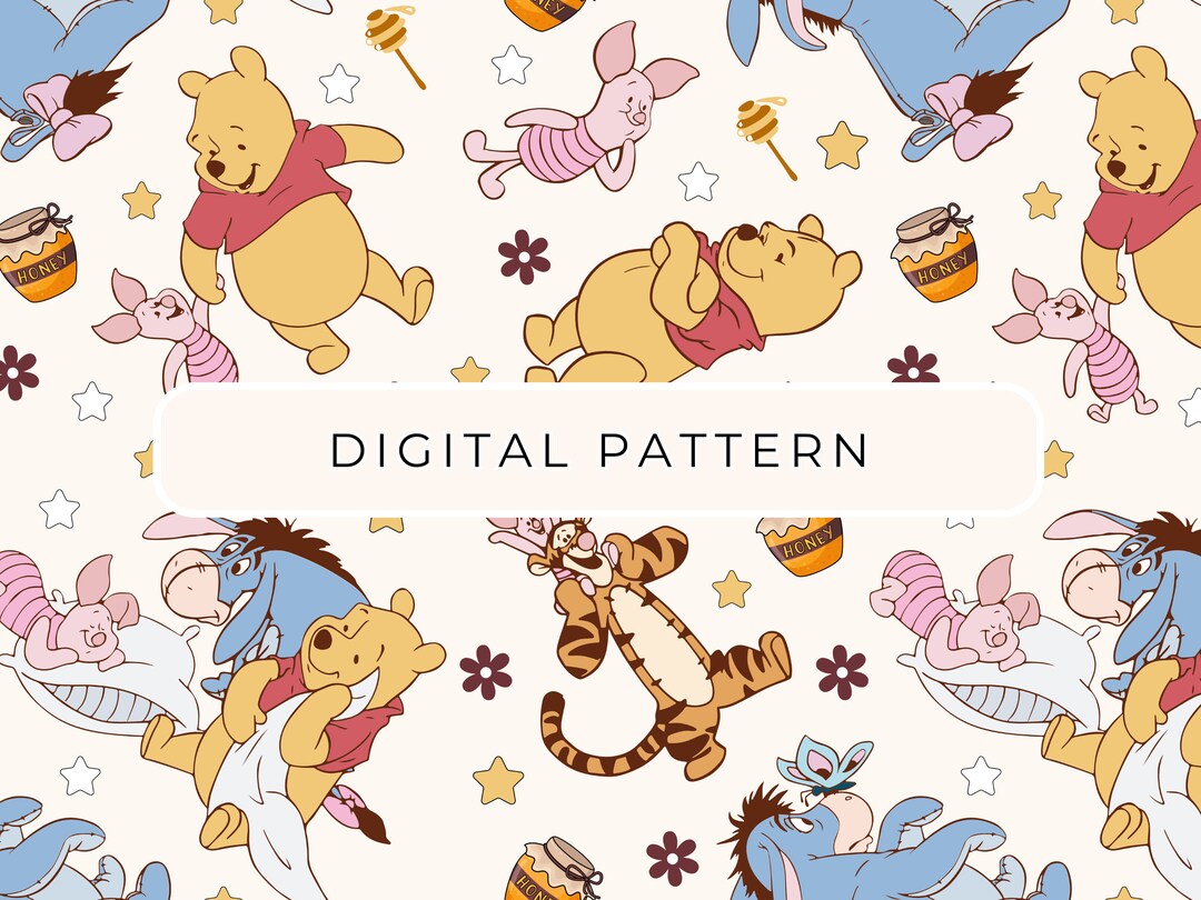 Winnie the Pooh Digital Paper Pattern, Winnie Check Seamless Pattern ...